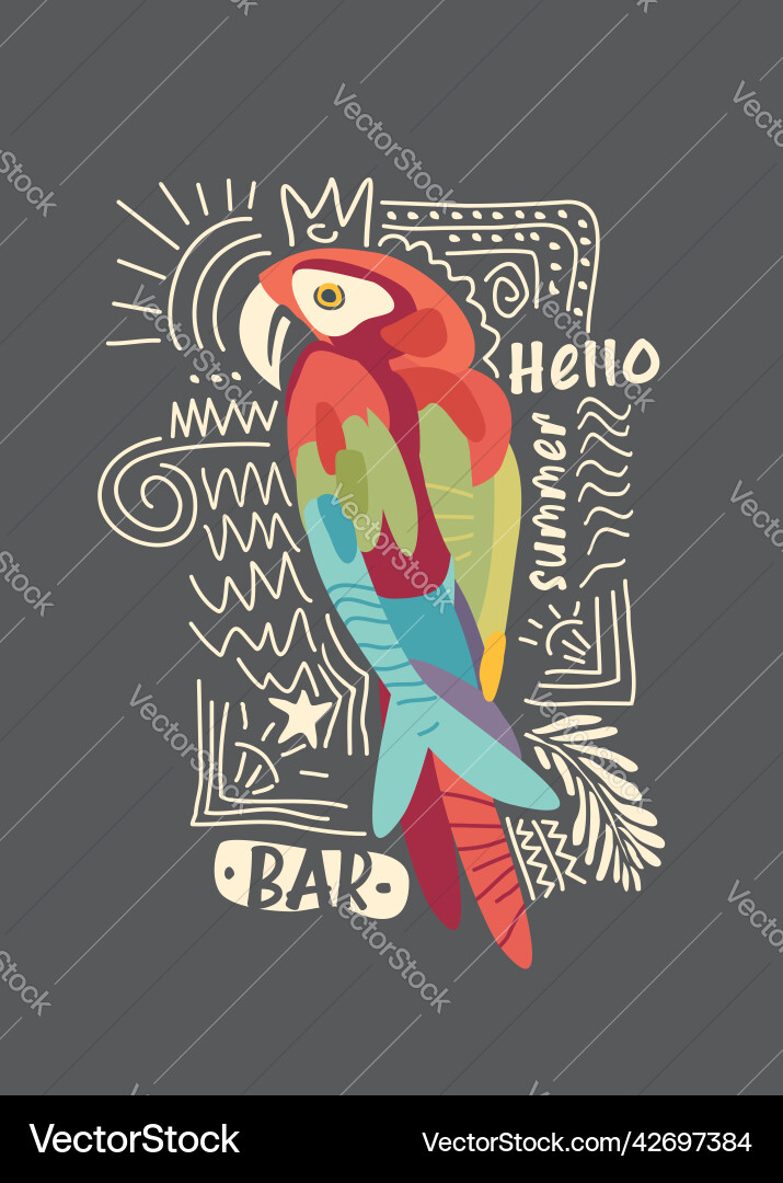 Parrot drawing Royalty Free Vector Image - VectorStock