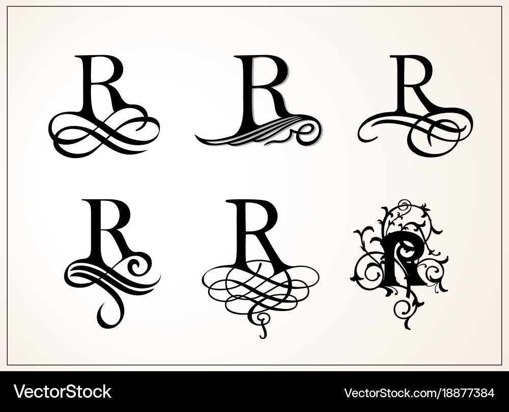 Vintage set capital letter r for monograms Vector Image