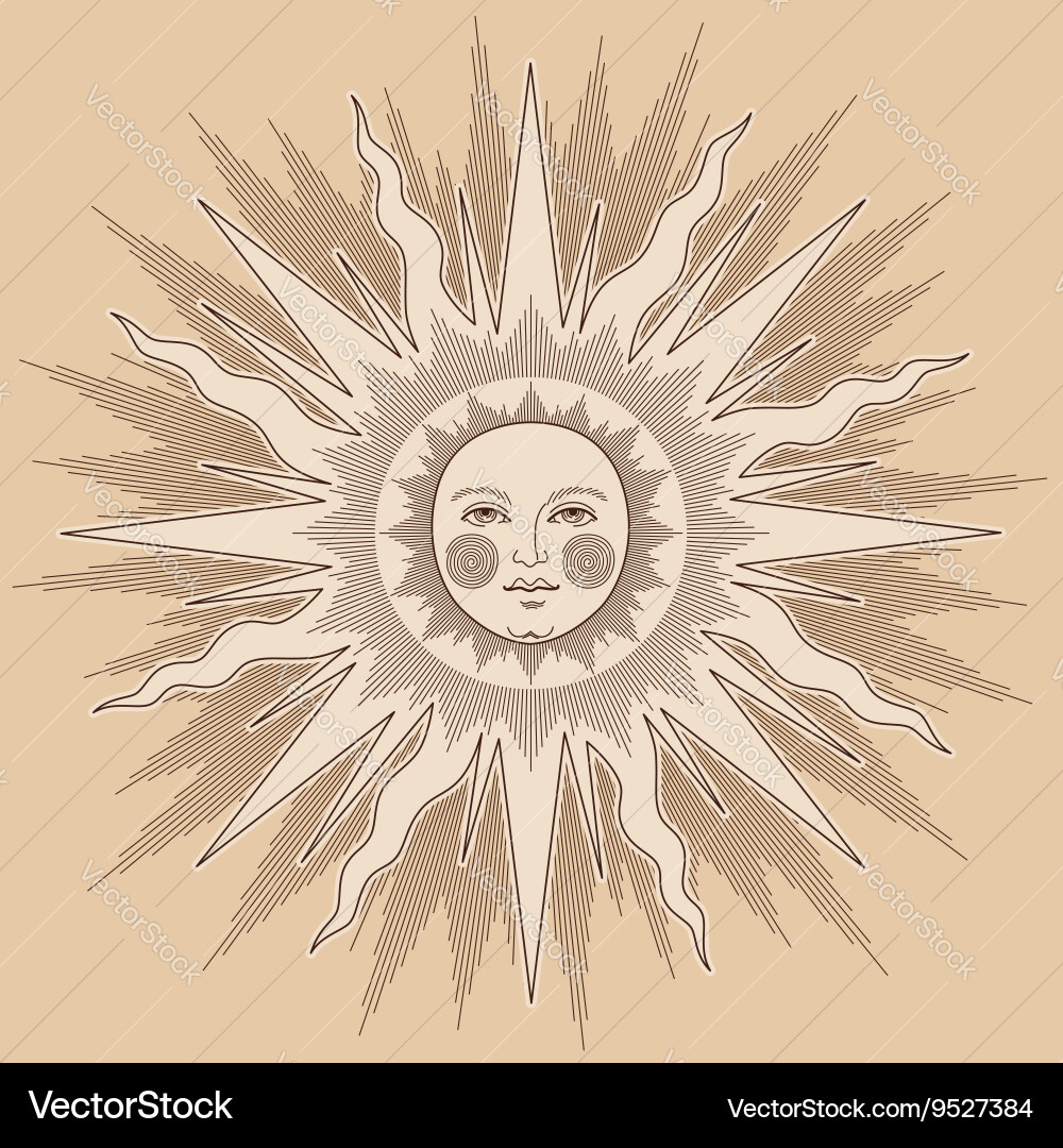Vintage Sun Heraldic Symbol Royalty Free Vector Image