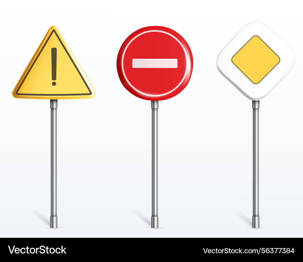 Warning signs realistic composition Royalty Free Vector