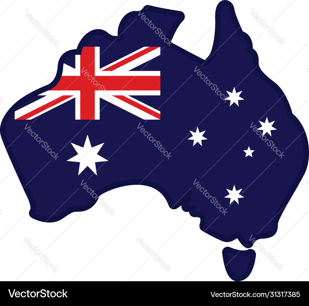 Australia simplified flag map Royalty Free Vector Image