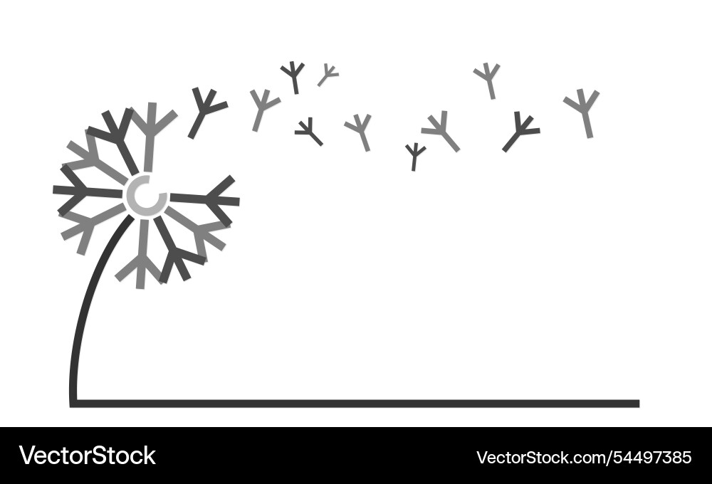 Dandelion symbol with flying seeds Royalty Free Vector Image