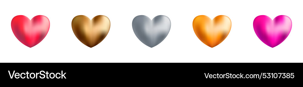 Gold realistic heart icon isolated on white Vector Image