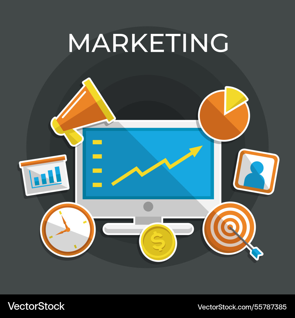Marketing elements background in flat style – Royalty-Free Vector ...