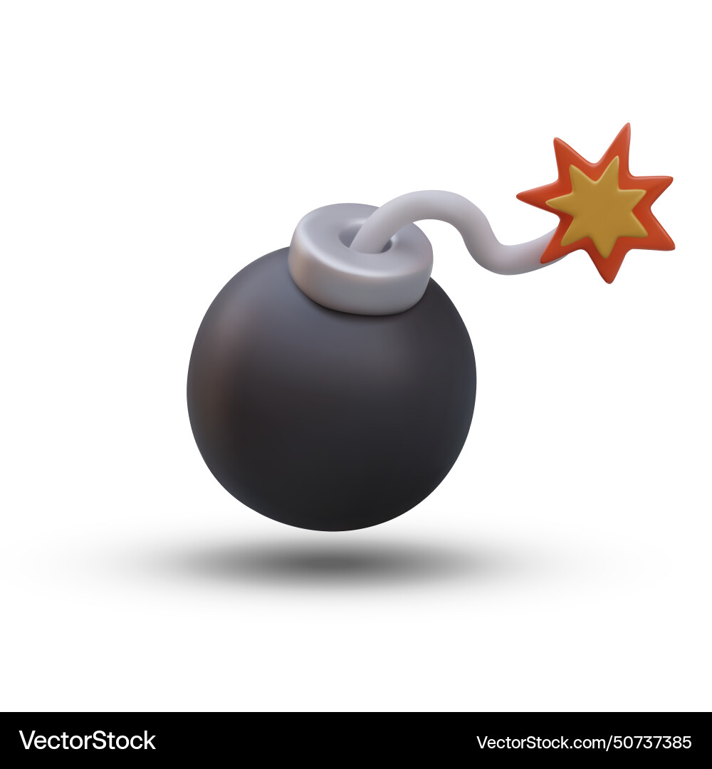Model of realistic bomb with burning fuse Vector Image