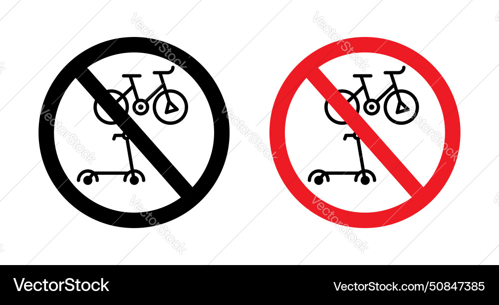 No scooters sign icon set prohibition Royalty Free Vector