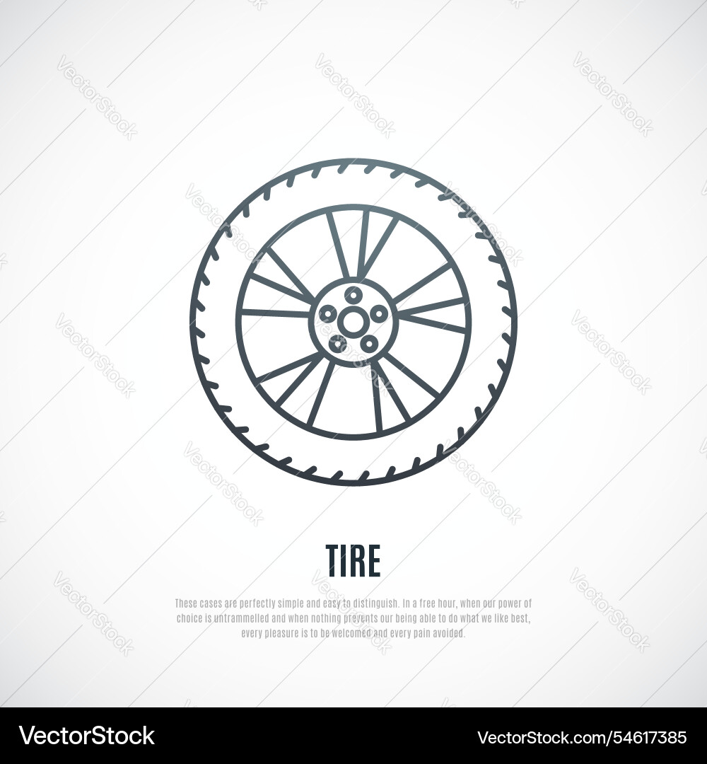 Outline of tire icon isolated Royalty Free Vector Image
