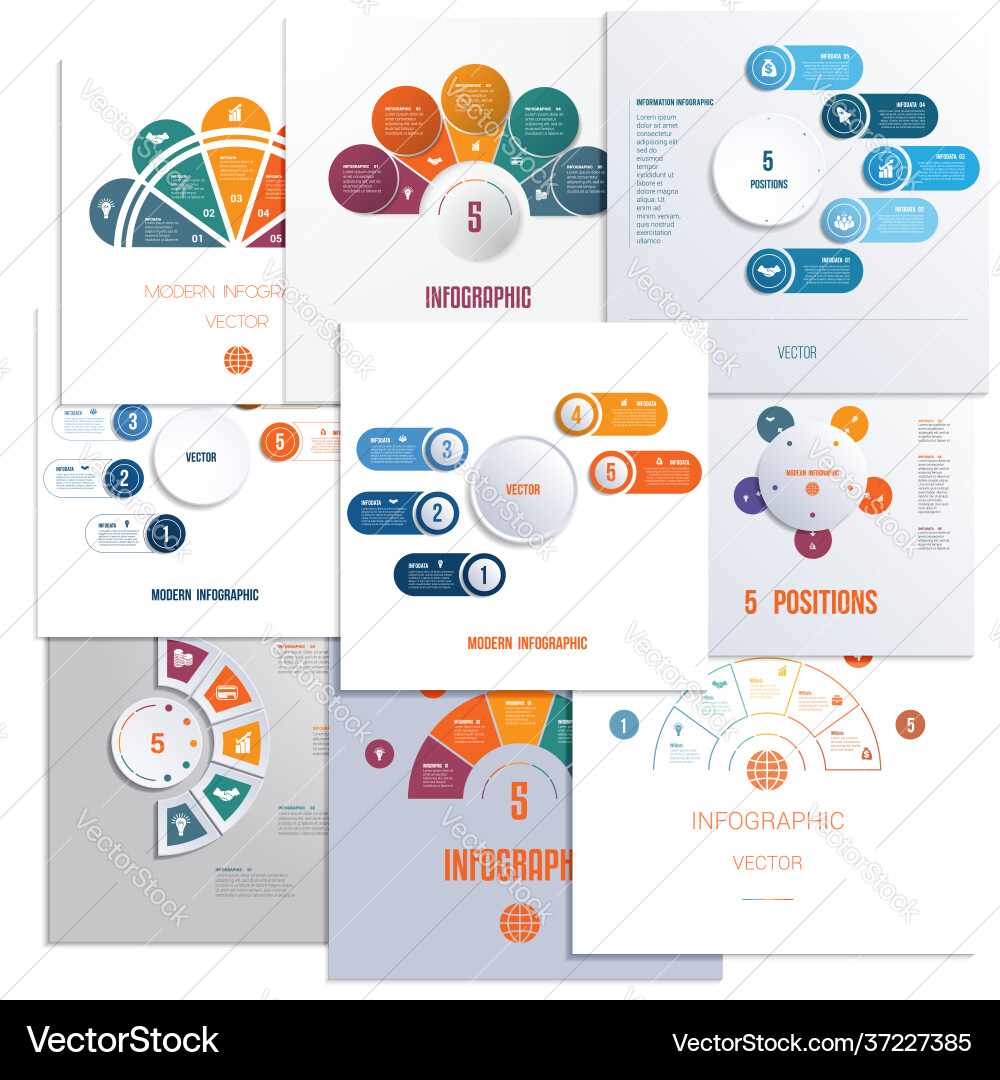 Set 9 universal templates elements infographics Vector Image