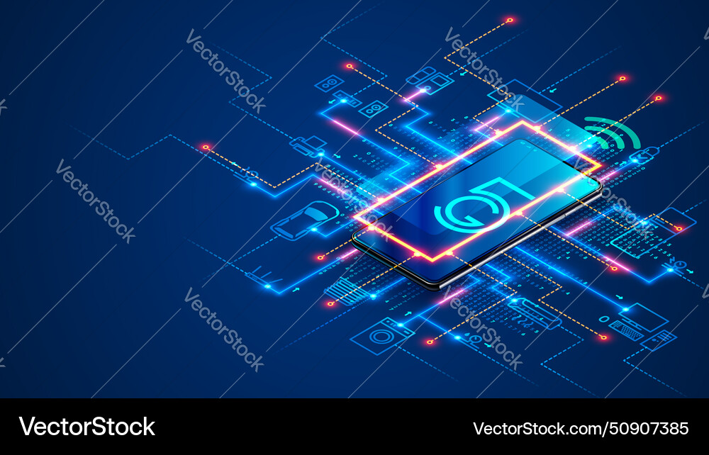 Smart home connects to iot system via 5th Vector Image