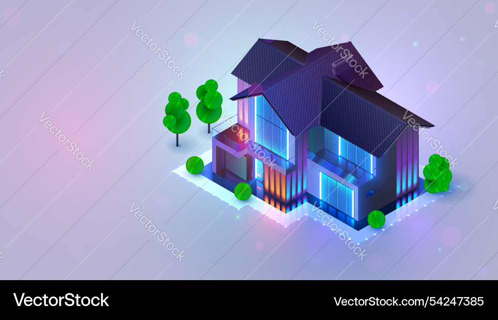 Smart home isometric modern two-storey private Vector Image