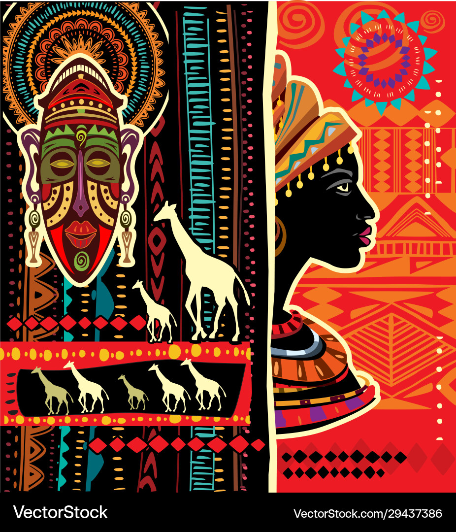African woman on ethnic background Royalty Free Vector Image