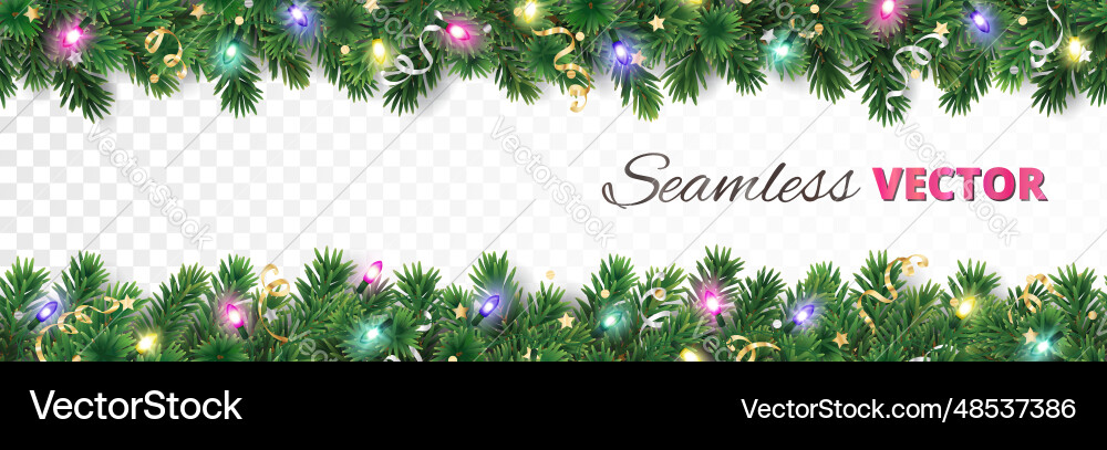 Christmas seamless decoration tree border Vector Image
