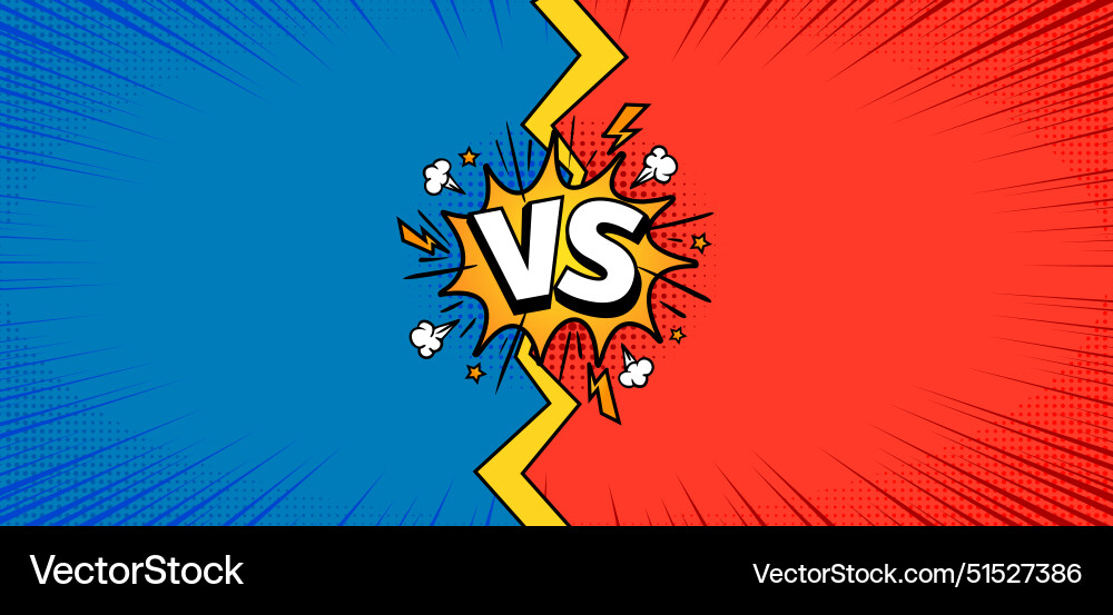 Comic Battle Scene - Red vs Blue Royalty Free Vector Image