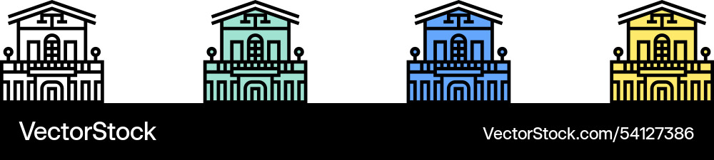 Courthouse icon outline green blue and yellow Vector Image