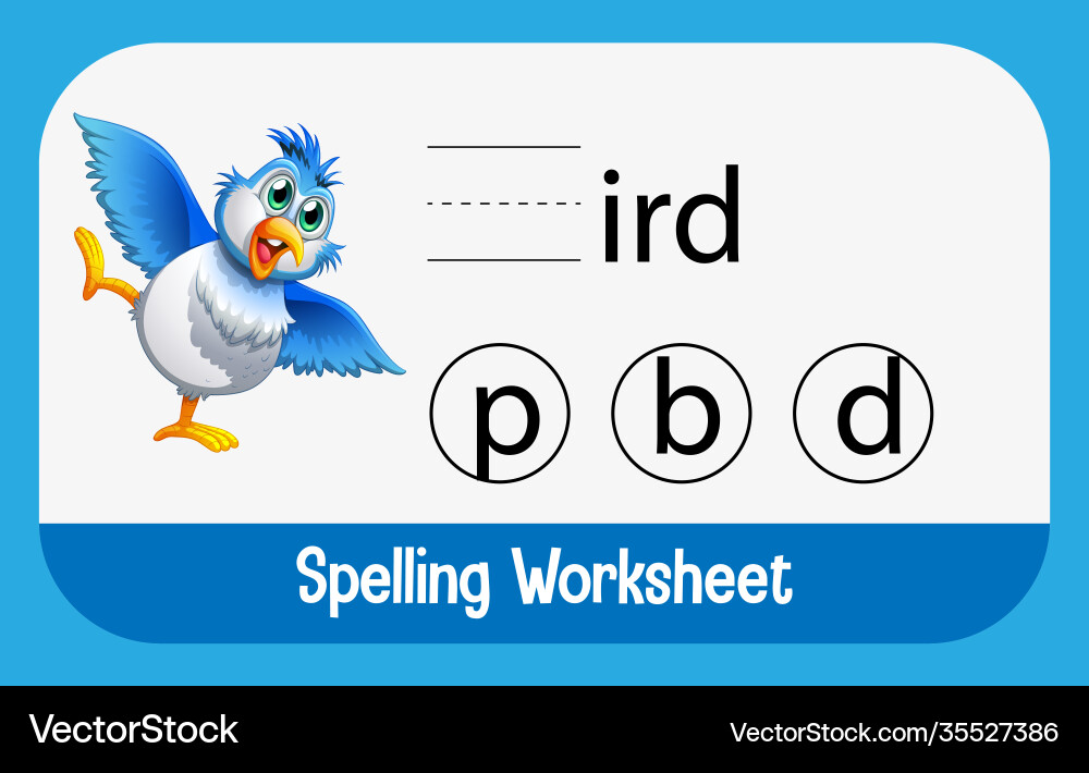 Find missing letter with bird Royalty Free Vector Image