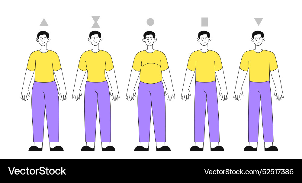 Male body shapes set men with different figures Vector Image
