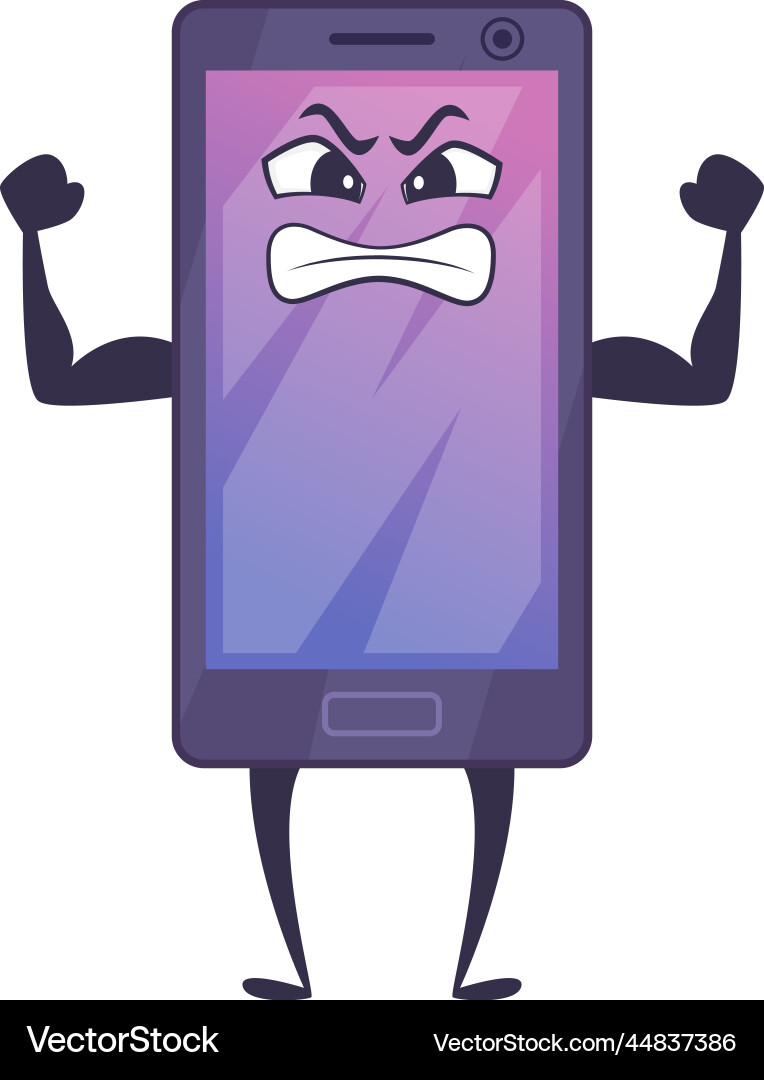 Strong phone mascot funny smartphone character Vector Image