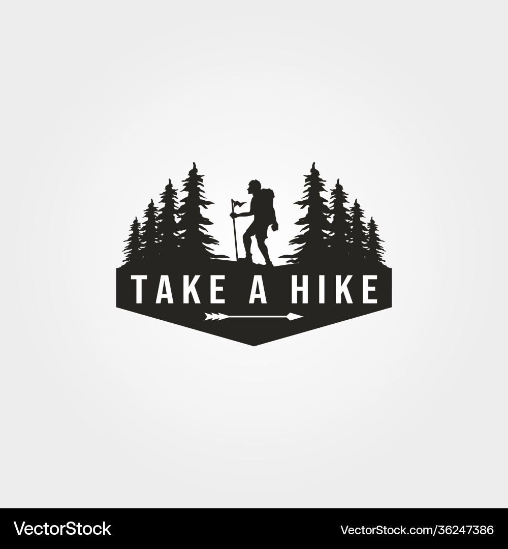 Take a hike logo with man hiking symbol design Vector Image