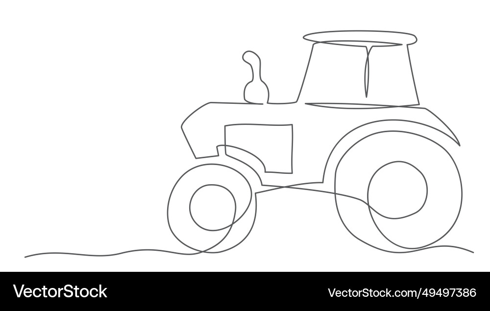 Tractor one line drawing on white background Vector Image
