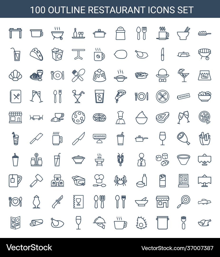 100 restaurant icons Royalty Free Vector Image