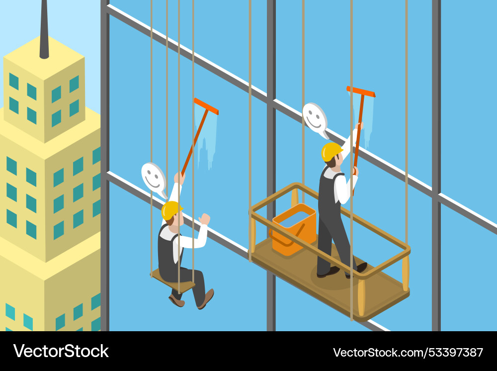 3d isometric flat of cleaning Royalty Free Vector Image