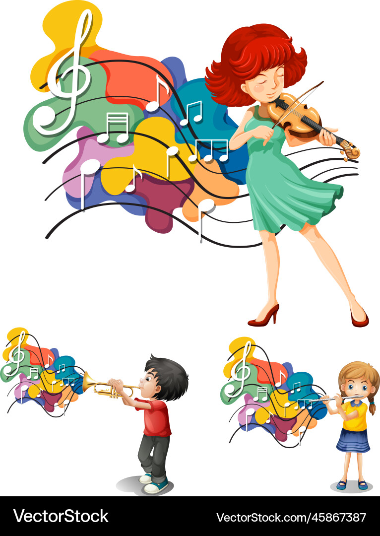 Cartoon character with music instruments Vector Image