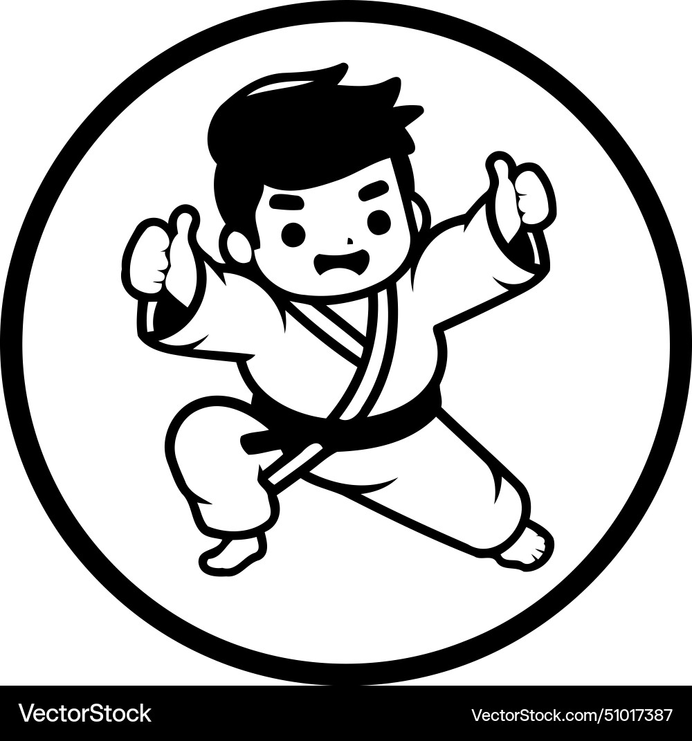 Cartoon karate doodle in style Royalty Free Vector Image