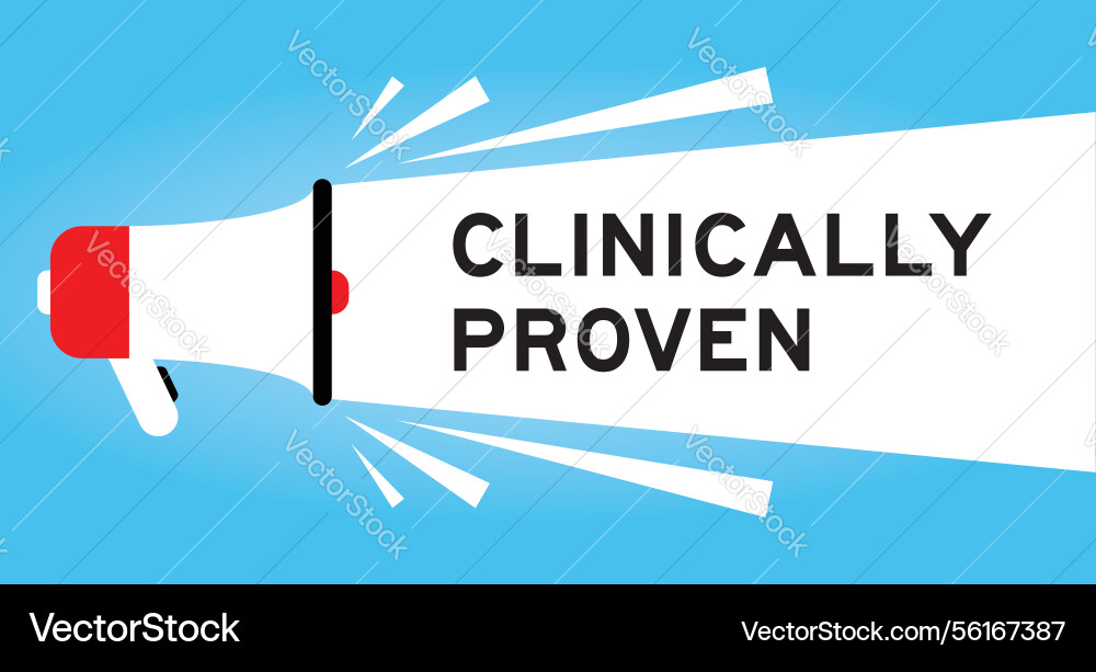 Color megaphone icon with word clinically proven Vector Image