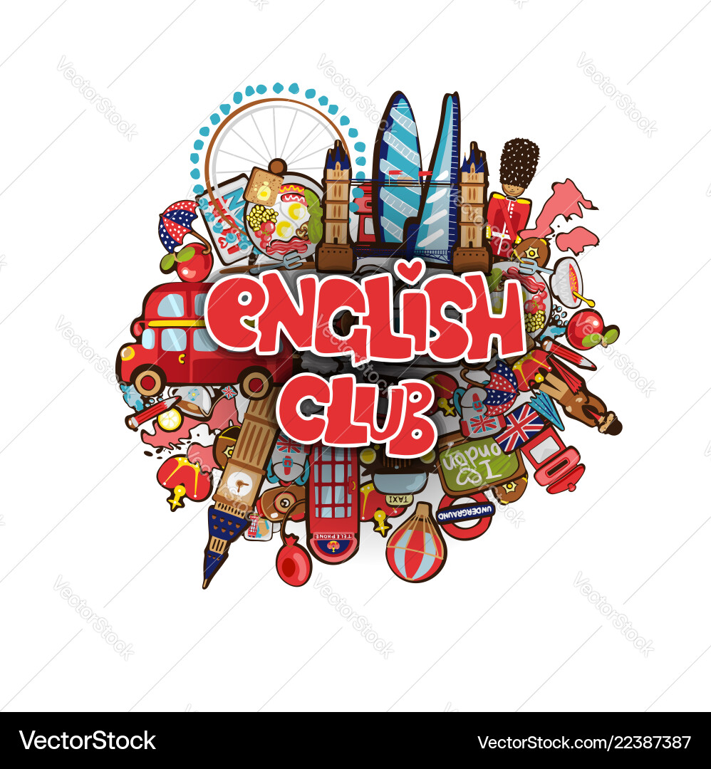 English Learning Cartoon Royalty Free Vector Image