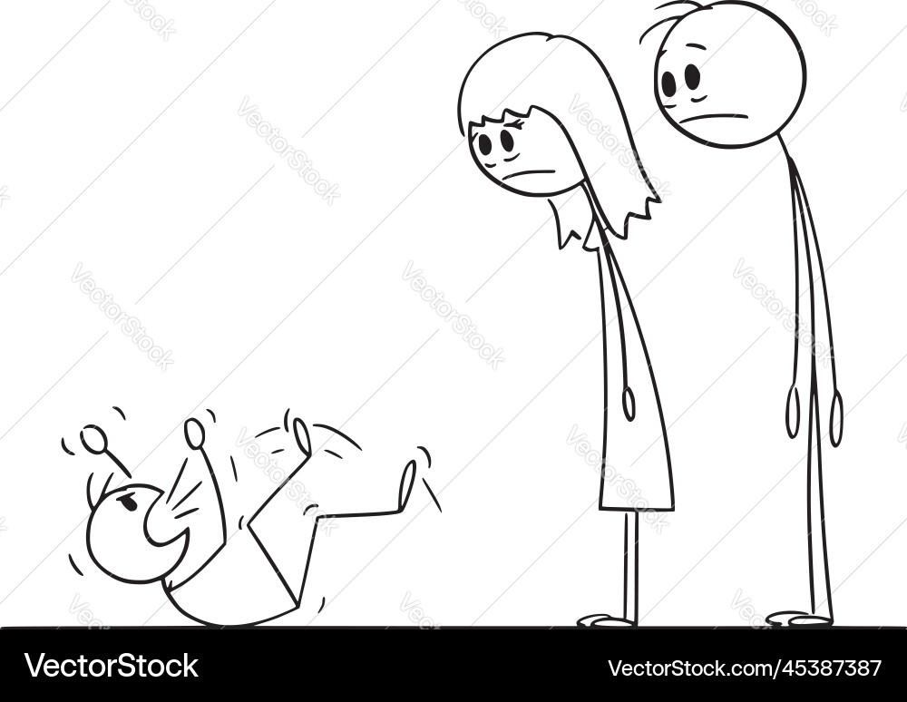Frustrated Parents Facing Angry Child Royalty Free Vector