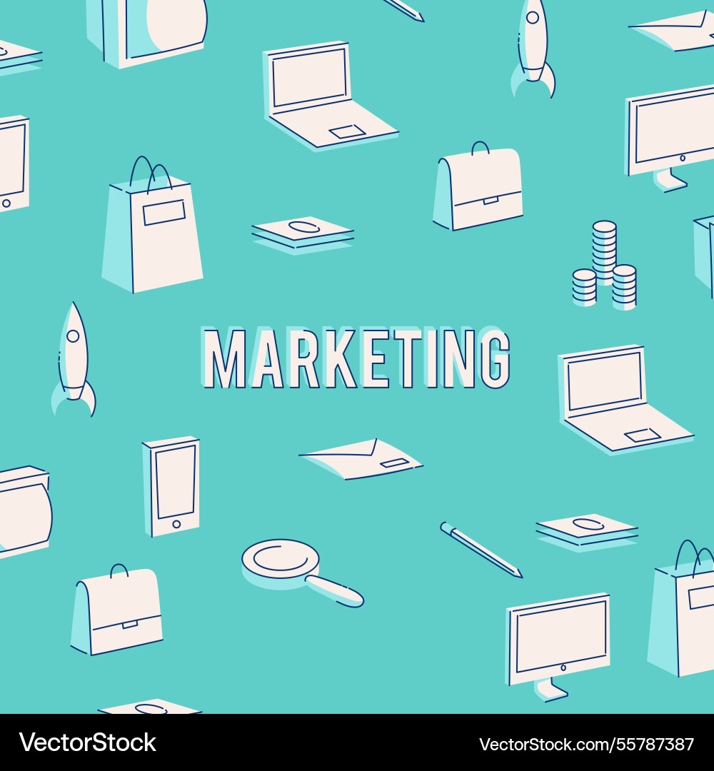 Marketing elements background in flat style Vector Image
