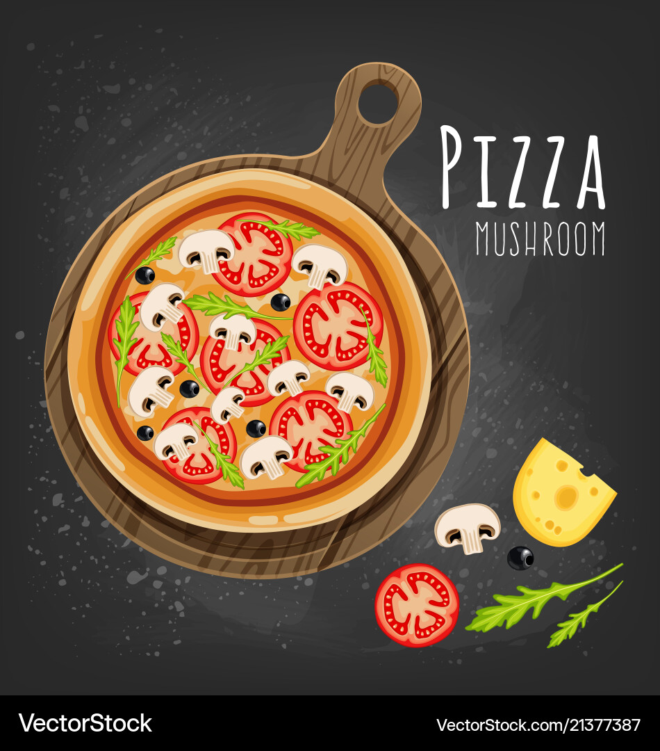 Mushroom pizza Royalty Free Vector Image - VectorStock