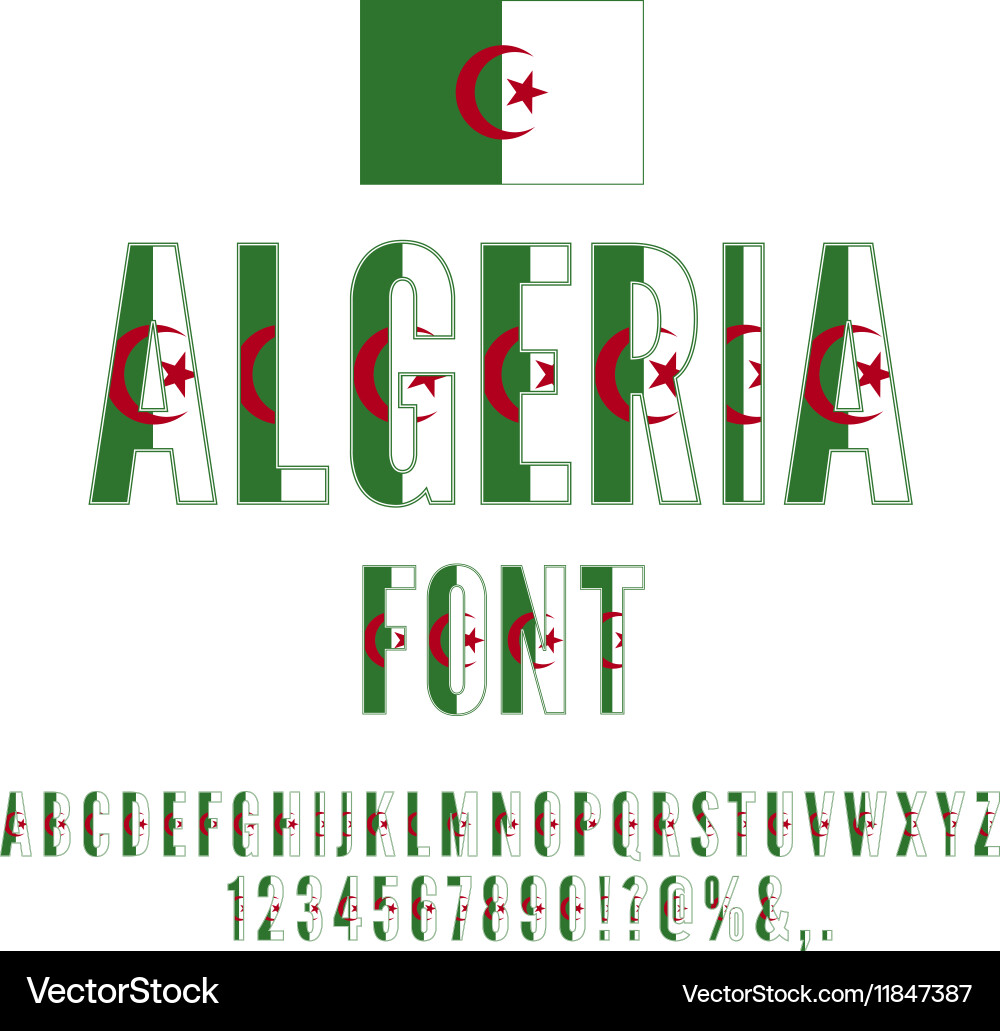 National flag font Royalty Free Vector Image - VectorStock