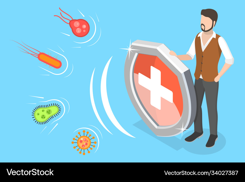 Strong immune system protection against virus Vector Image
