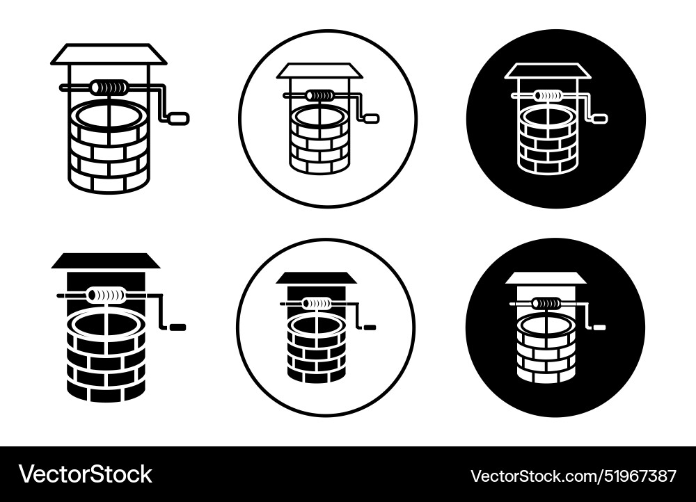 Well icon sign set in outline style graphics Vector Image