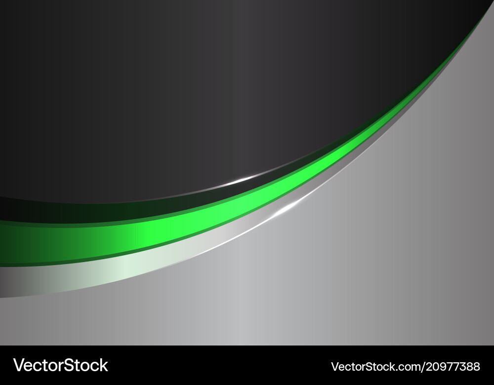 Abstract green line curve on black gray design Vector Image