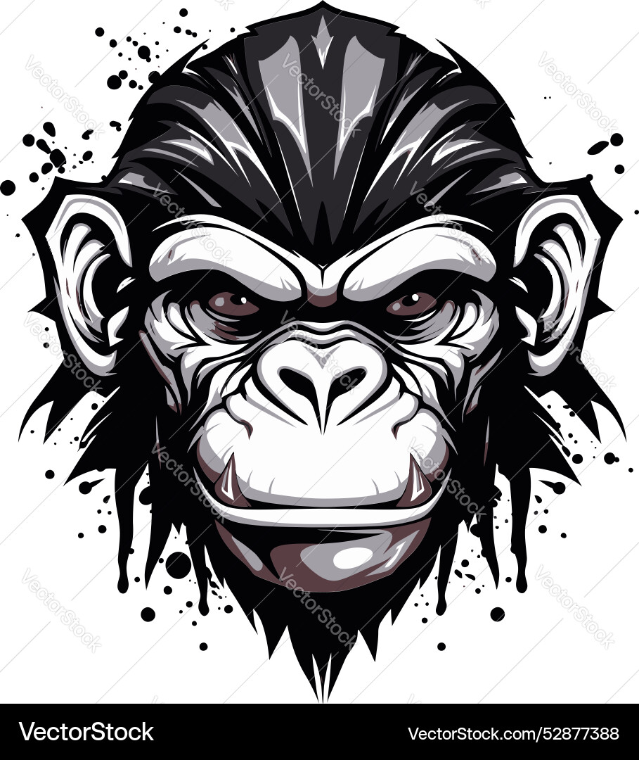 Artistic wildlife black chimpanzee design Vector Image