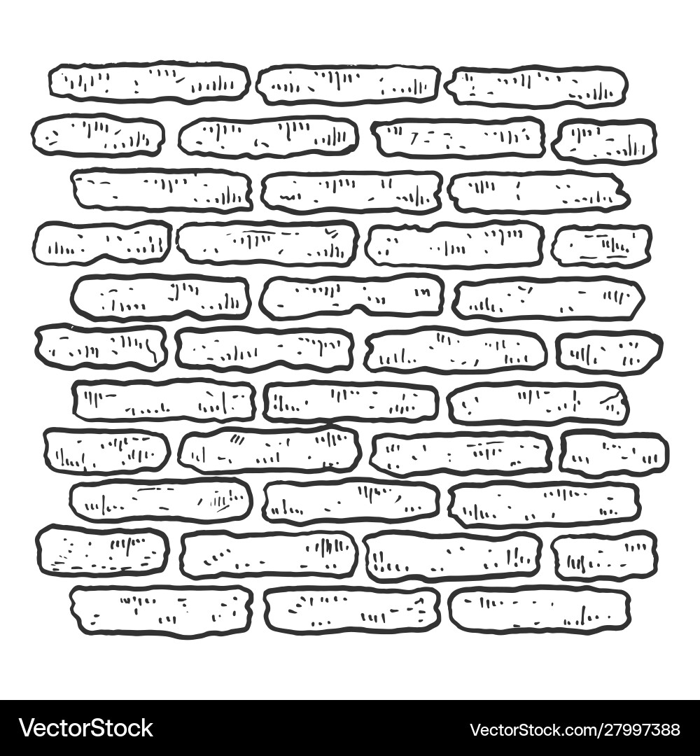 Brick wall sketch engraving Royalty Free Vector Image