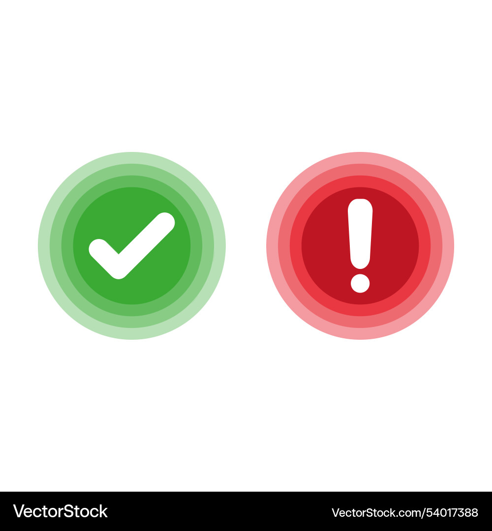 Checkmark and exclamation mark Royalty Free Vector Image
