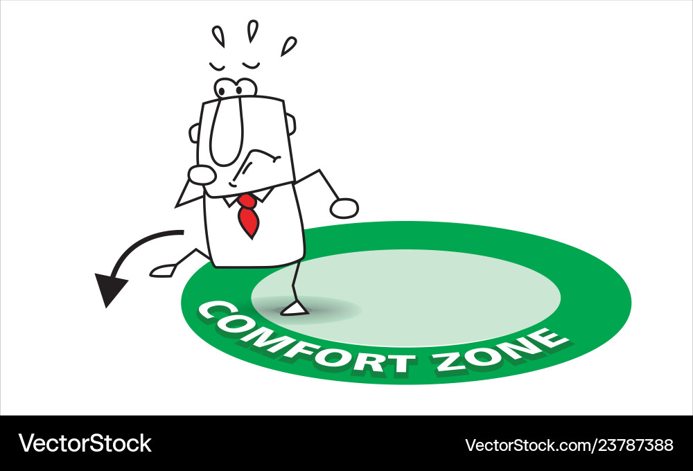Go out his comfort zone Royalty Free Vector Image