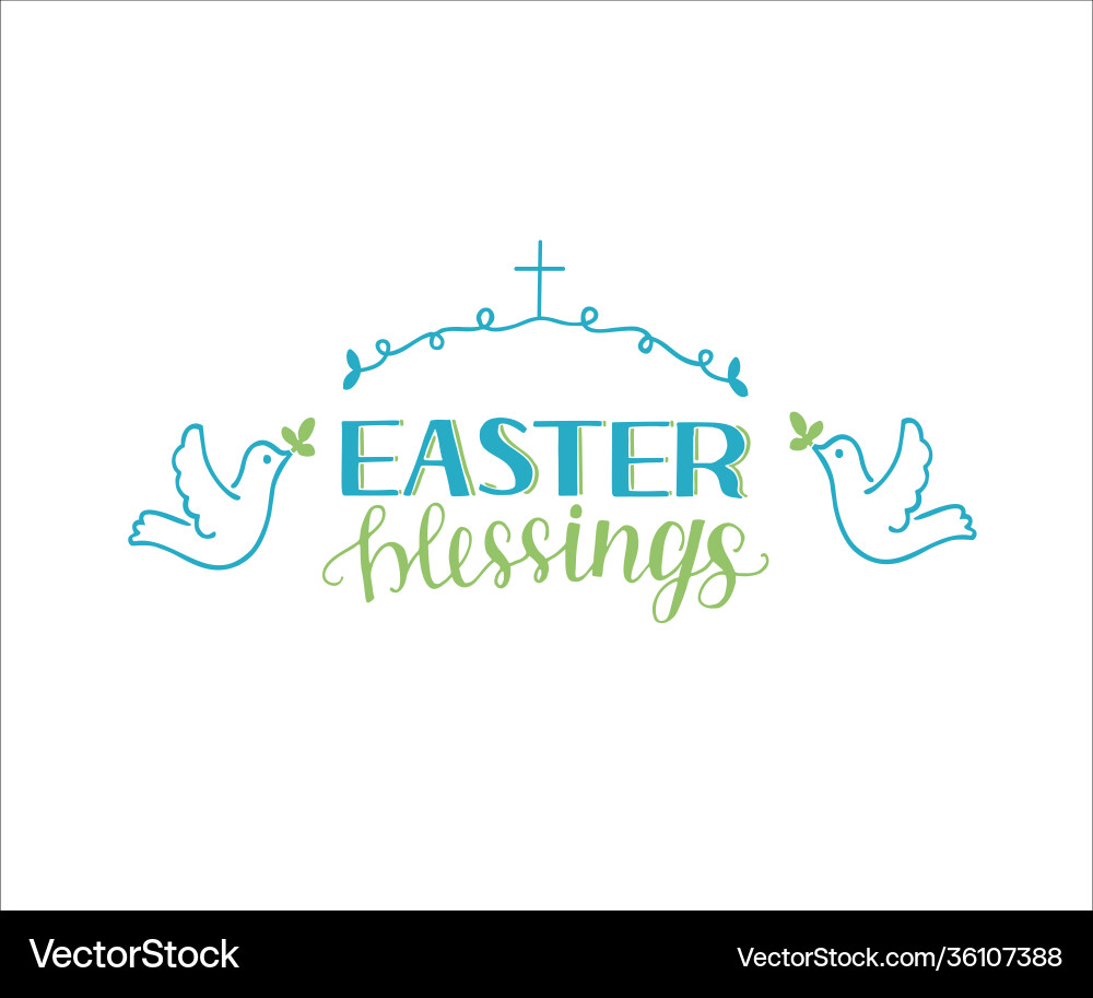 Hand lettering with inscription easter blessings Vector Image