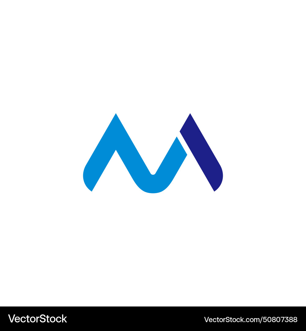 Letter nm slice blue simple logo Royalty Free Vector Image