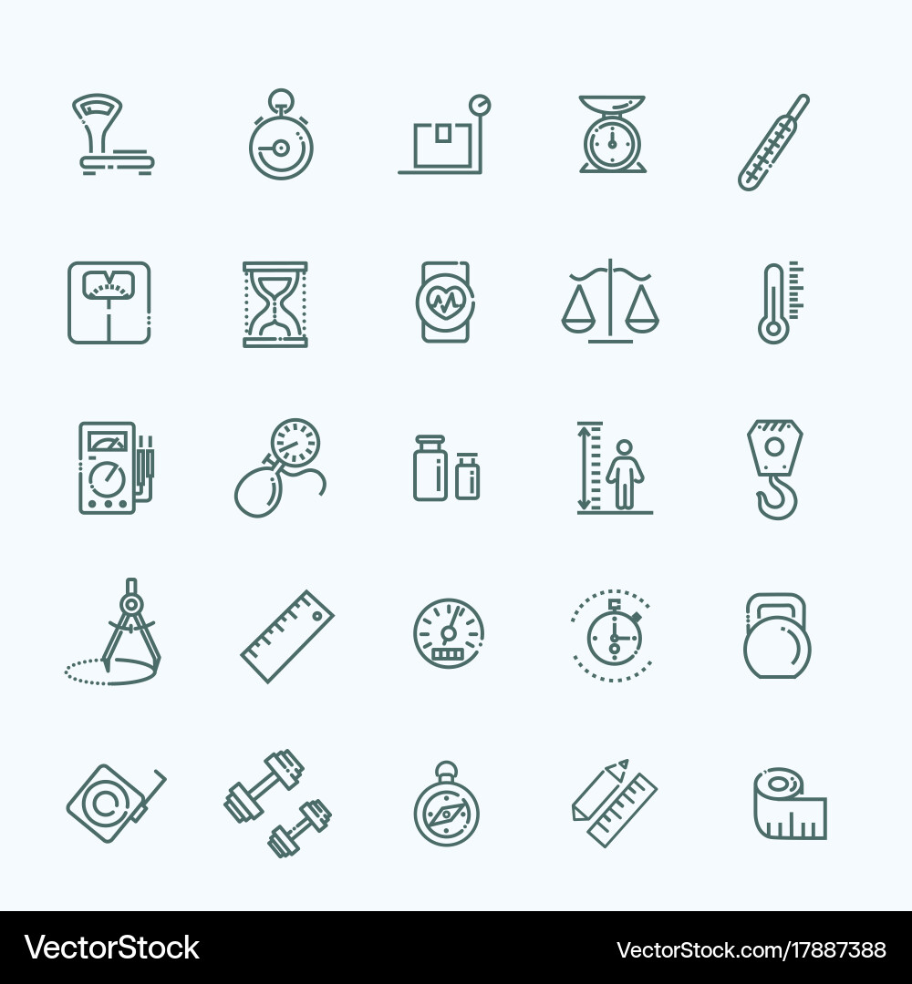 Measuring related web icon set - outline Vector Image
