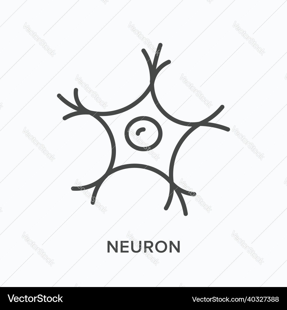 Neuron Line Icon - Nerve Cell Diagram Royalty Free Vector