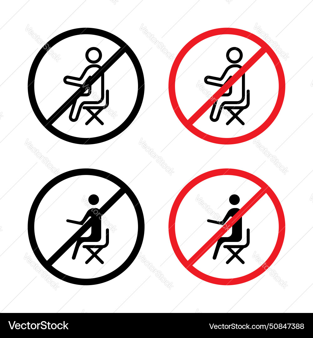 No sitting sign icon set ban Royalty Free Vector Image