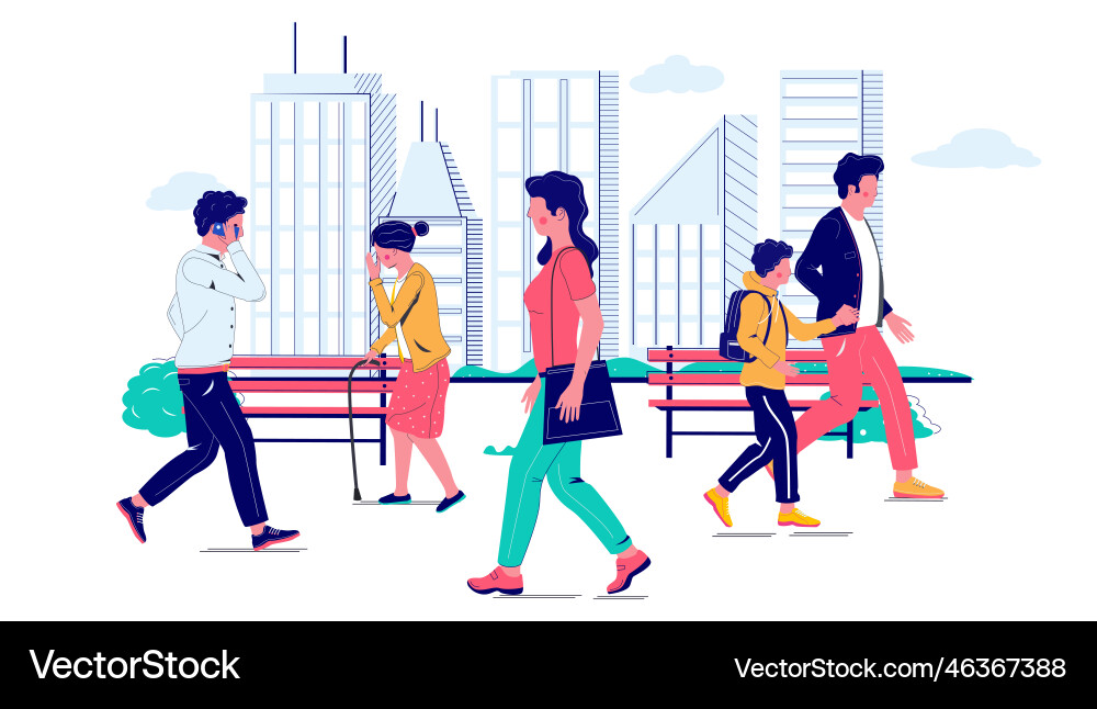 People walking on city street Royalty Free Vector Image