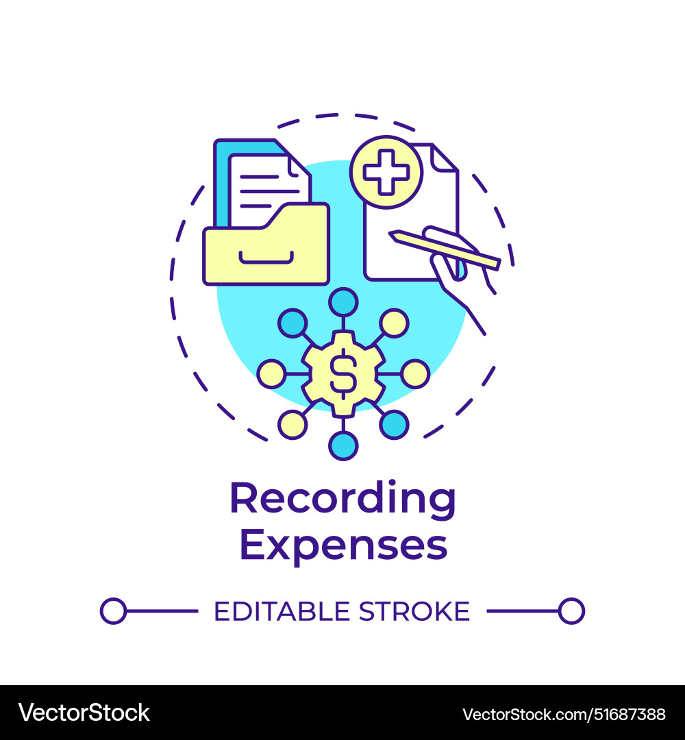 Recording expenses multi color concept icon Vector Image