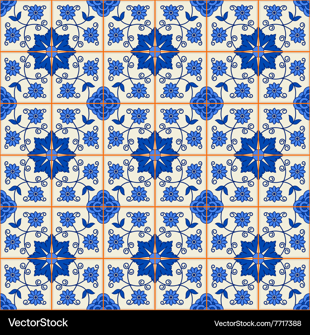 Seamless turkish moroccan portuguese tiles Vector Image