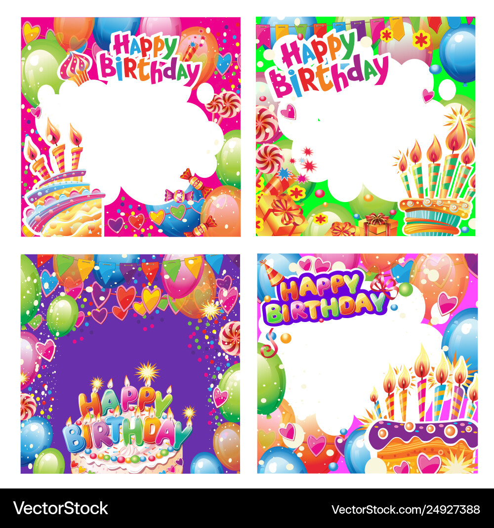 Set birthday cards with place for text Royalty Free Vector