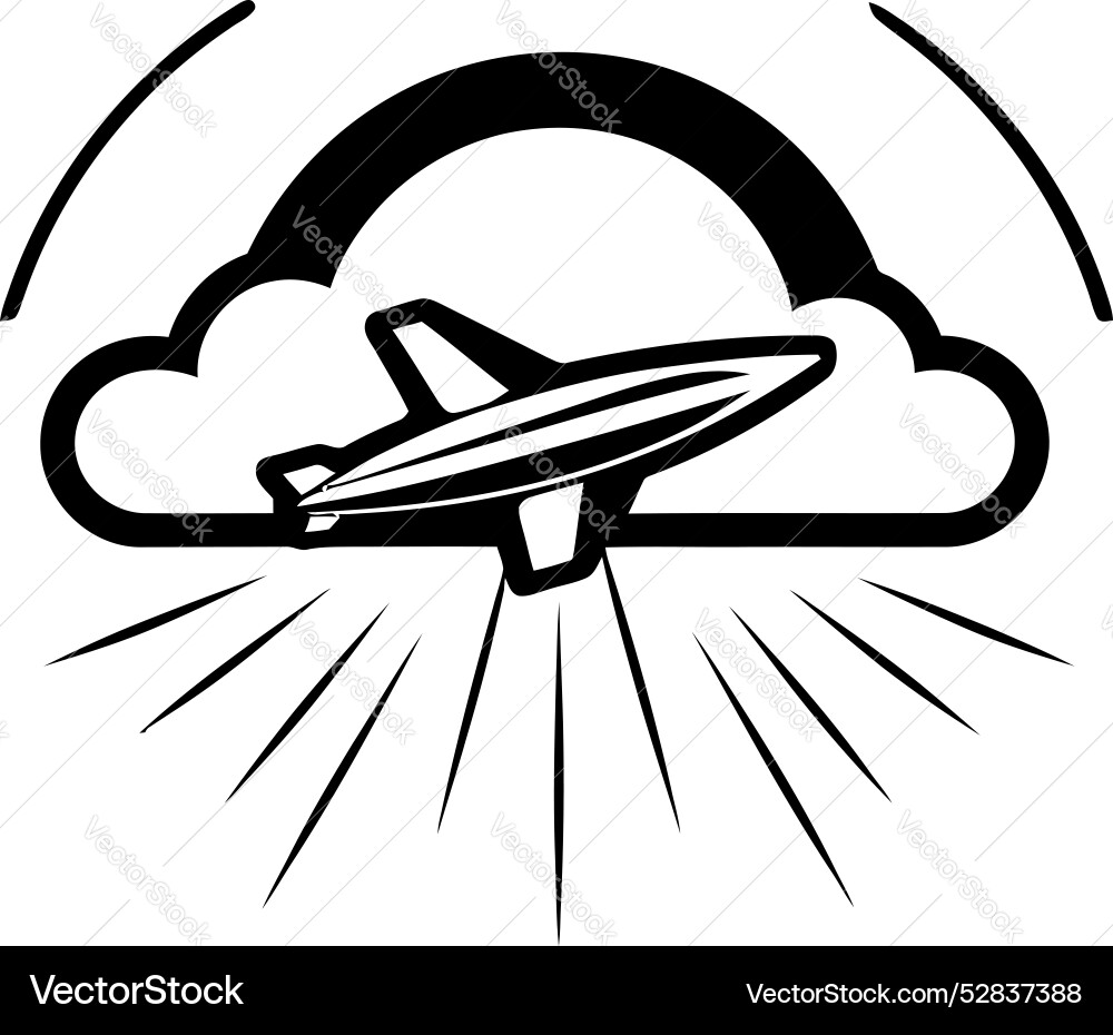 Sketchy soaring whimsical aircraft symbol Vector Image